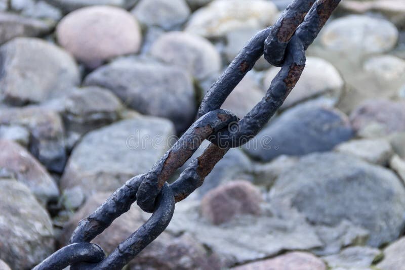 Old Forged Rusty Chain with Peeling Paint Stock Image - Image of link ...