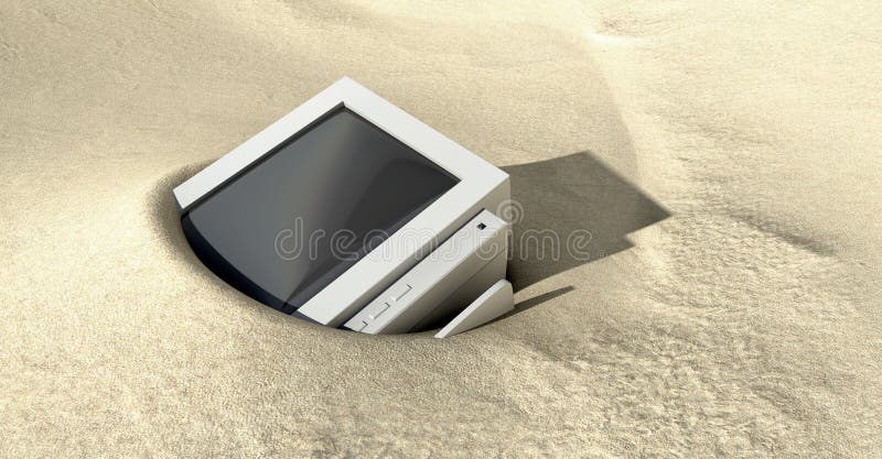 Old Forgotten Computer Monitor Stock Photo - Image of dessert, away ...