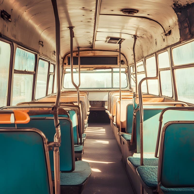 Old Forgotten Empty Bus Travel Vehicle Stock Illustration ...