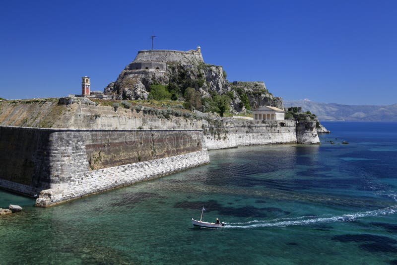 The Old Fort in Corfu, Greece Stock Photo - Image of fortress, clear ...