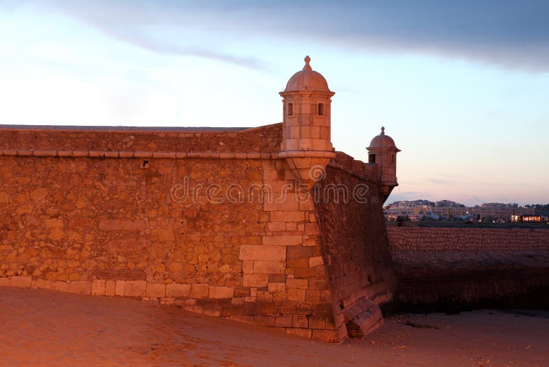 Old Fort in Lagos at Night. Portugal Stock Photo - Image of fortress ...