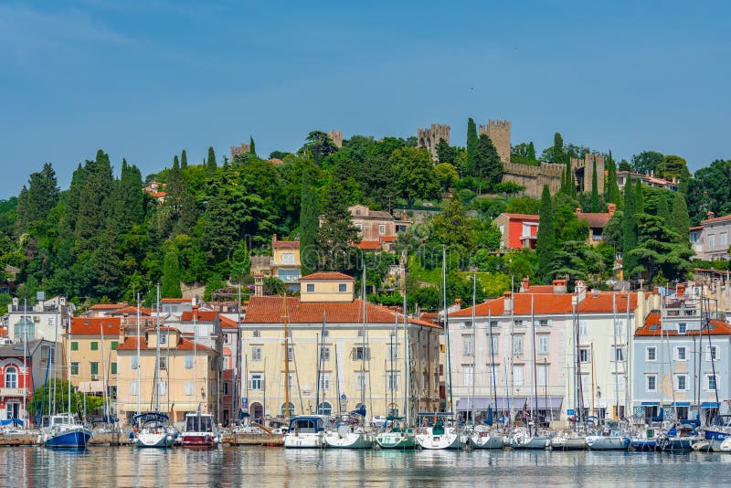 Old Fortification Overlooking Port of Piran, Slovenia Stock Image ...