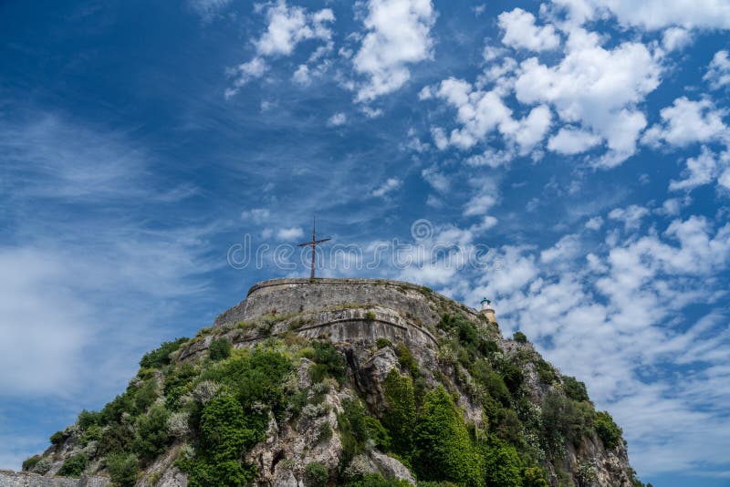 Old Fortress of Corfu on Promontory by Old Town Stock Photo - Image of ...