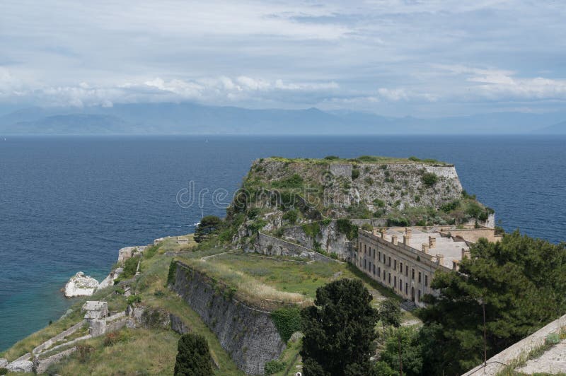 Old Fortress of Corfu on Promontory by Old Town Stock Image - Image of ...