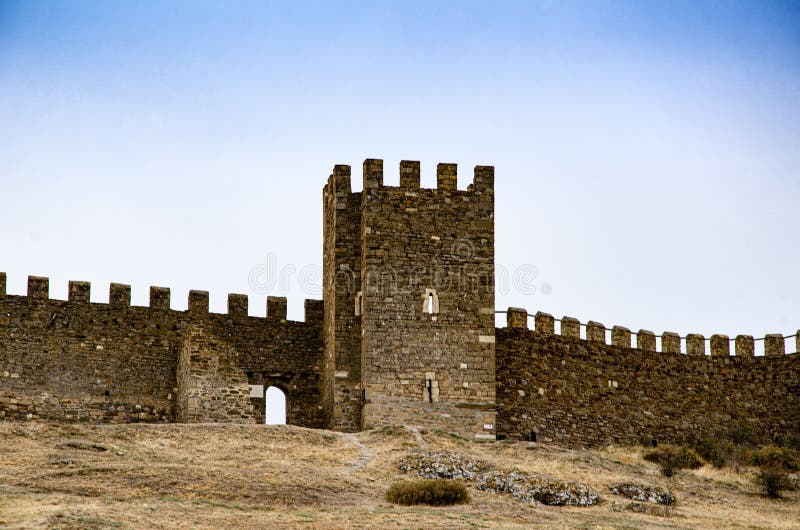The Old Fortress. Wall, Watchtower of an Old Fortress in the Mountains ...