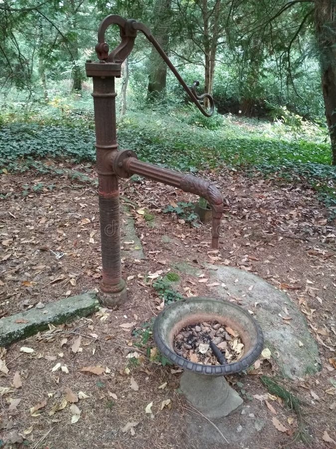 Old fount in a garden stock image. Image of brown, wood - 106976505