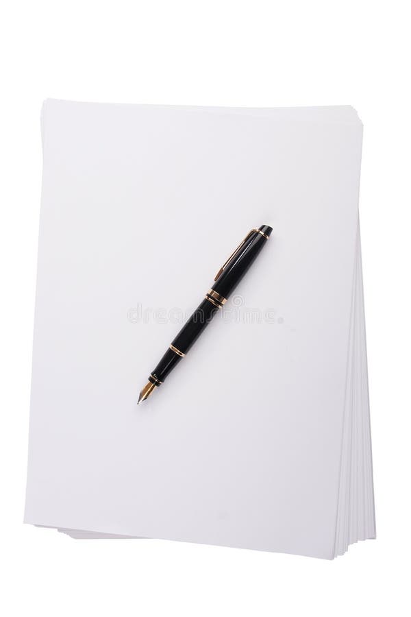 Old Fountain Pen Lying on a Stack of Paper Stock Image - Image of ...