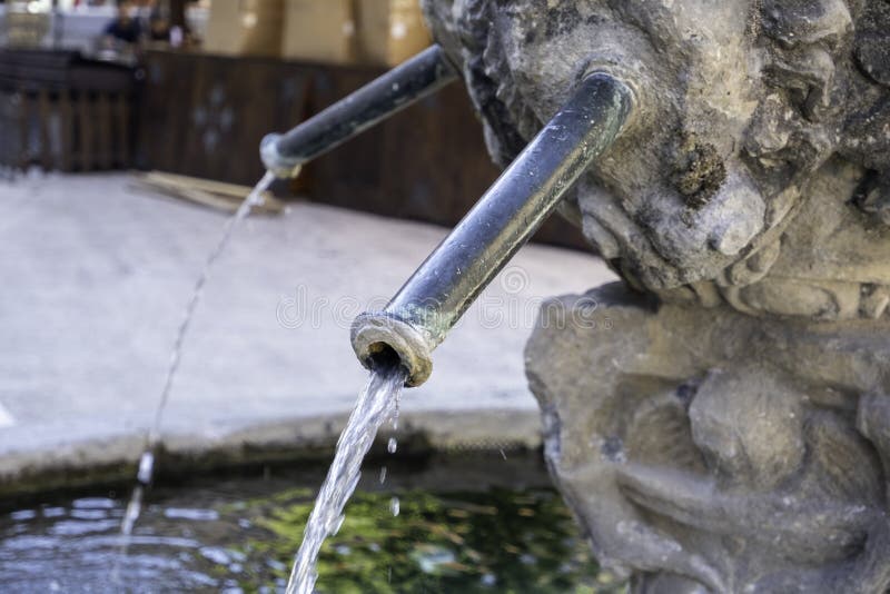 Old fountain with water stock image. Image of fountain - 252249381