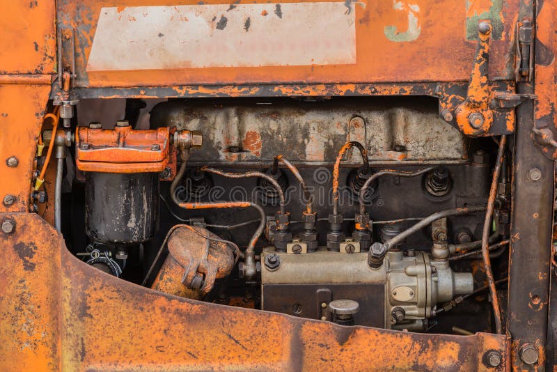 Old four cylinders engine stock photo. Image of metal - 53344774