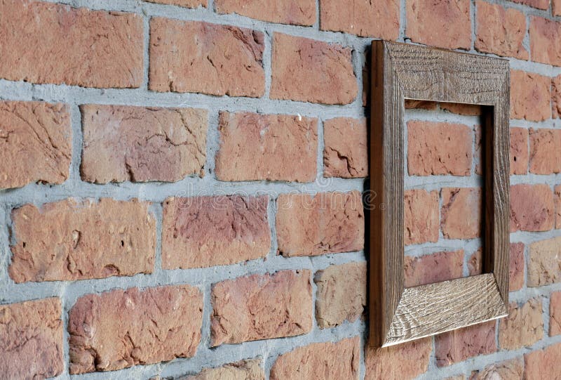 Old frame on brick wall stock photo. Image of dimension - 82332406