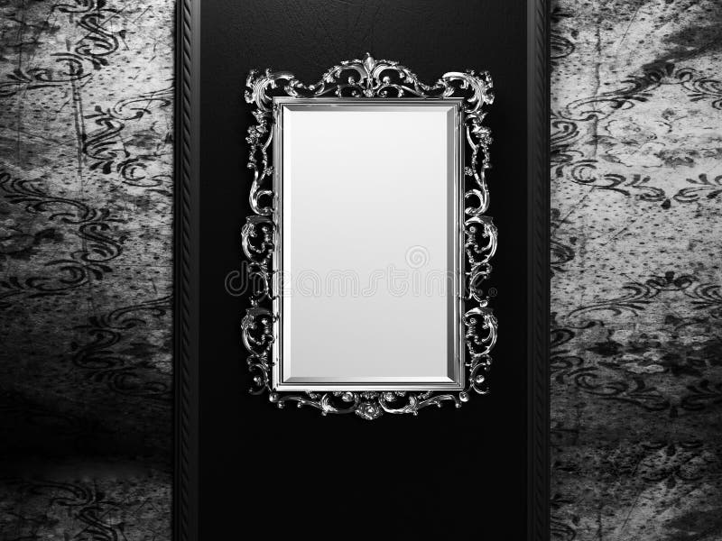 Old frame on the dark wall stock illustration. Illustration of rich ...
