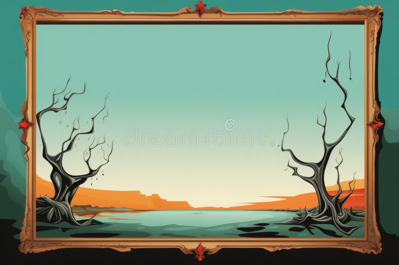 An Old Frame with Two Dead Trees in it Stock Illustration ...