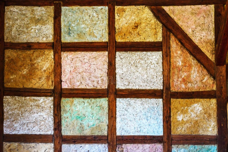 Old Framed Wall in Historical House, Timber-framing Technology O Stock ...