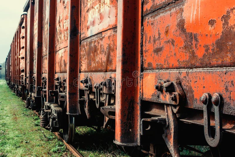 Old Freight Train Cars, Red Cars Stock Image - Image of engine ...