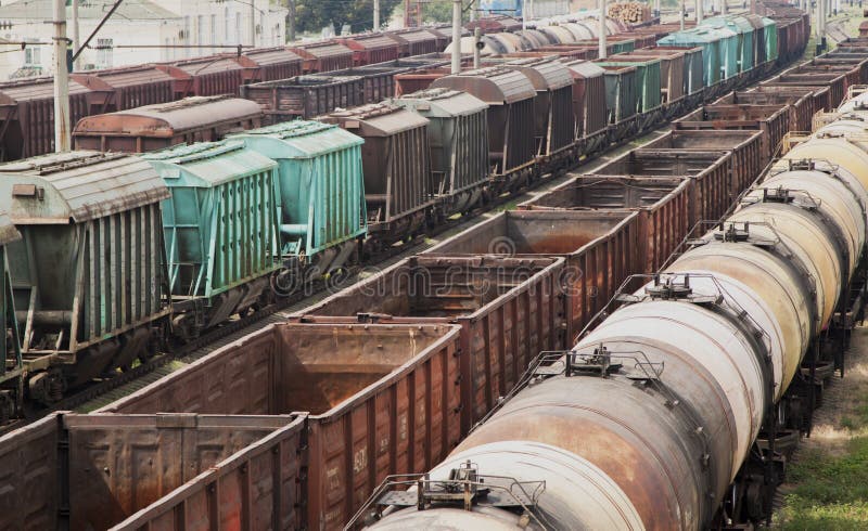 Old freight trains stock photo. Image of industry, transportation ...