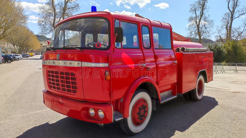 Old French Fire Engine Fire Truck Editorial Photography - Image of ...