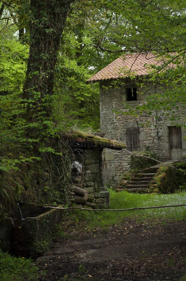 Old French Mill House in the Forest. Stock Image - Image of home ...