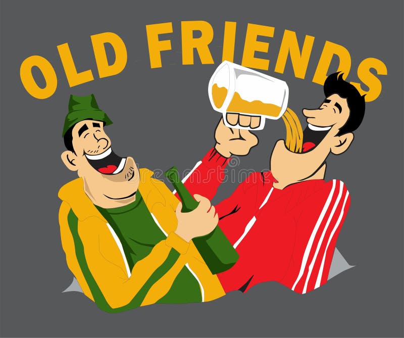 Old Friends with Beer Party Print Vector Art Stock Vector ...