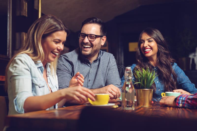 Old Friends Catching Up, Having Coffee. - Image Stock Photo - Image of ...