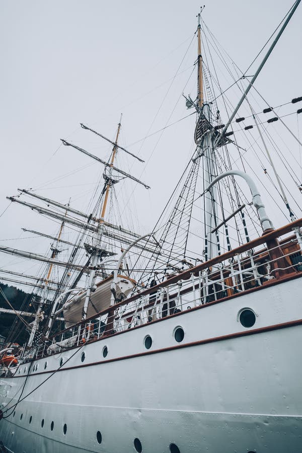 Old frigate ship in harbor stock photo. Image of watercraft - 5409368