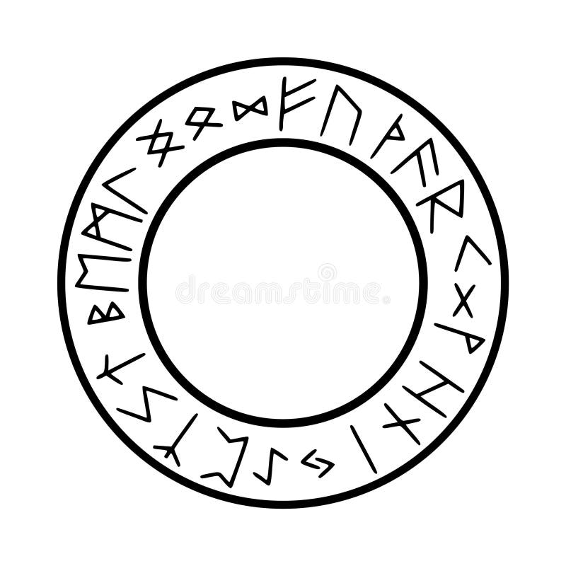 Old Futhark Rune Wheel Sign Stock Illustration - Illustration of ...