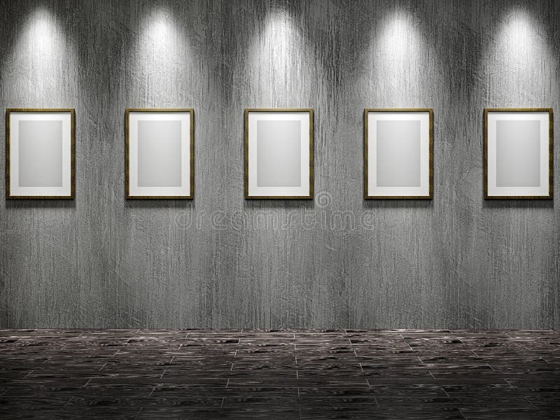 Modern Art Gallery Empty Pictures on a Wall Stock Illustration ...