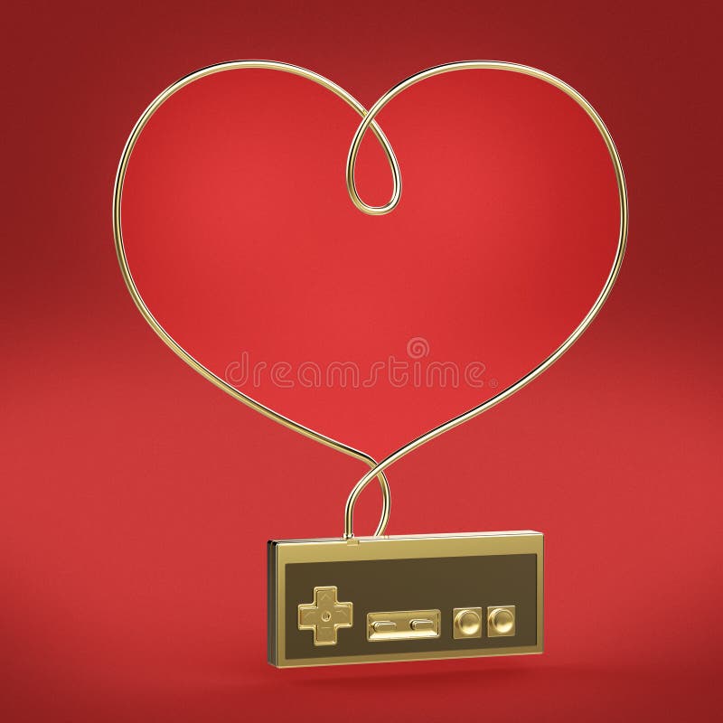 Old Gamepad Vintage Controller Love Gaming Concept Background Heart ...