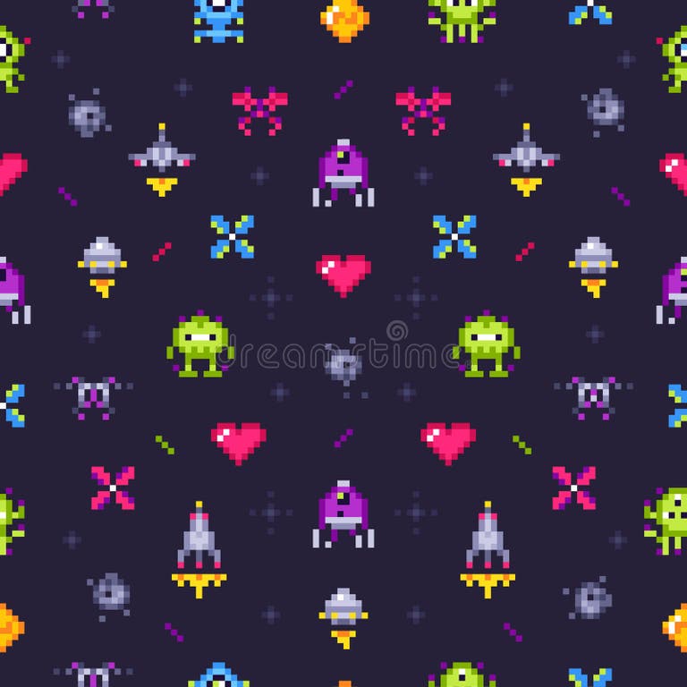 Pixel Space Invaders Simple Stock Illustrations – 24 Pixel Space ...