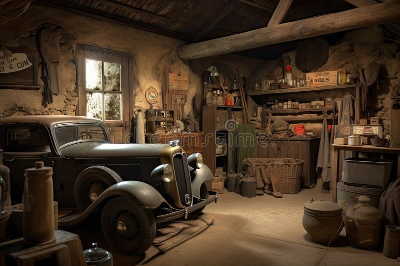 Old Garage, with Car and Tools on Display, Serving As Tribute To the ...