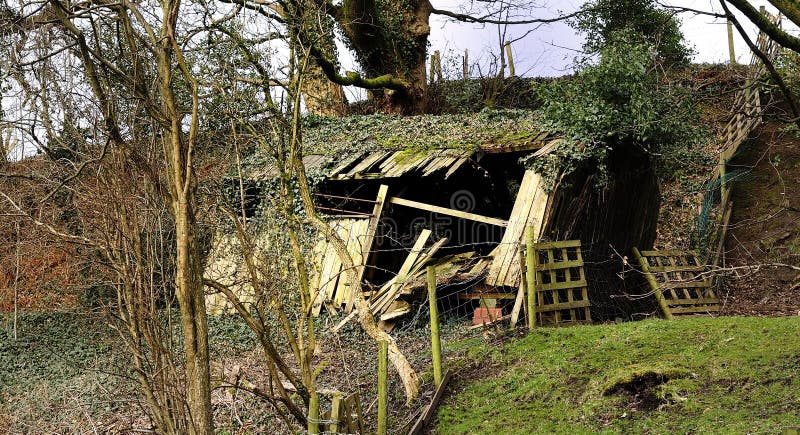 The Old Garage is Falling Down Stock Image - Image of vegetation ...