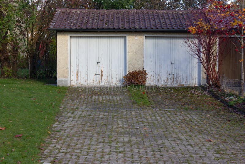 Old garage in germany stock photo. Image of texture - 131876804