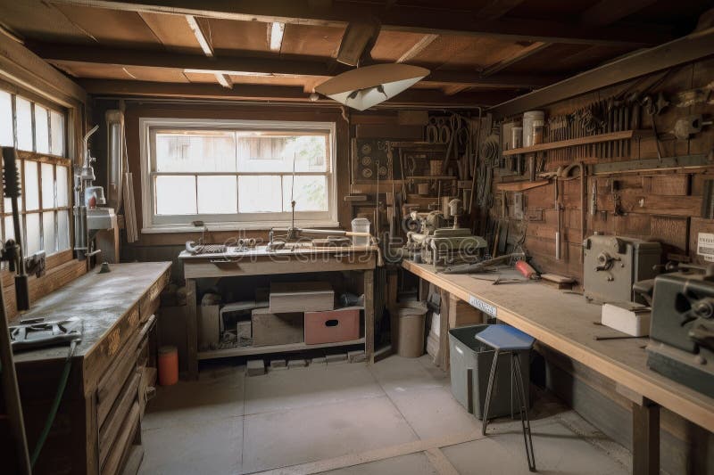 An Old Garage, Repurposed into a Workshop and Filled with Tools and ...