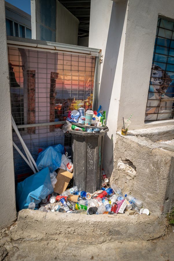 A Garbage Can is Overflowing with Garbage Editorial Photography - Image ...