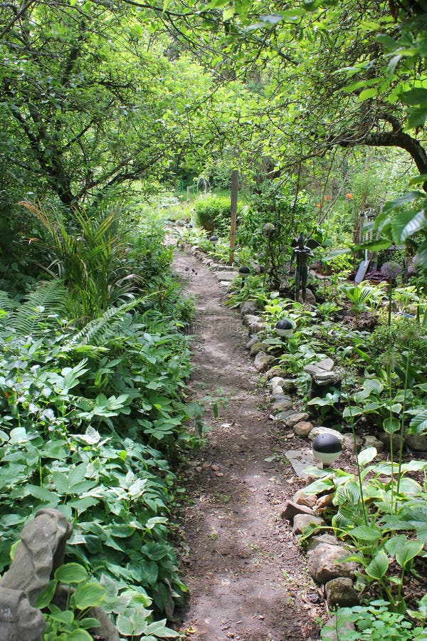 Old Garden Pathway Surrounded with Greenery Stock Photo - Image of leaf ...