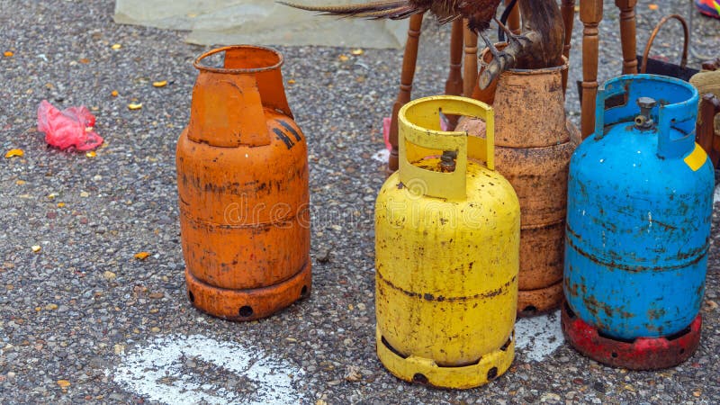 Old Gas Cylinders stock image. Image of cylinder, sale - 241415527