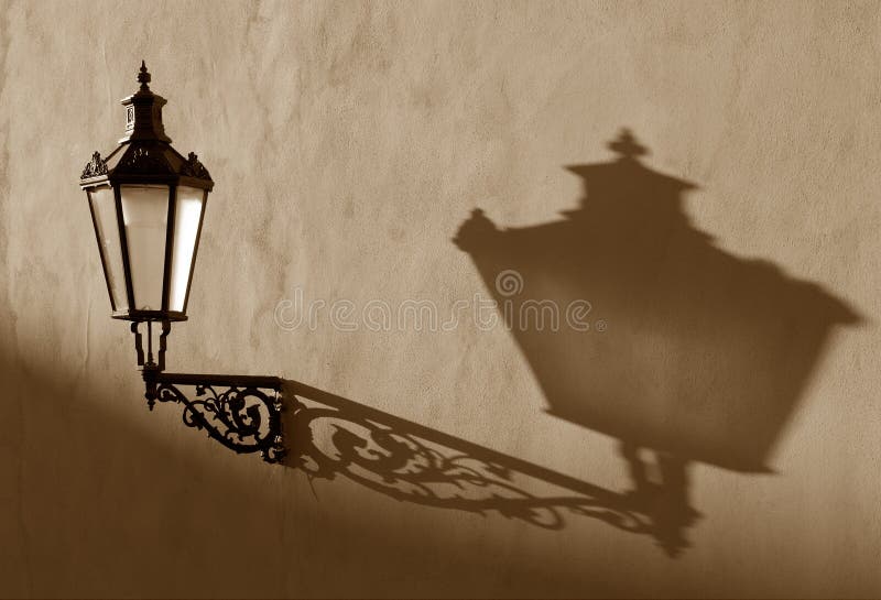 Old gas-lamp on the wall stock image. Image of texture - 3528237