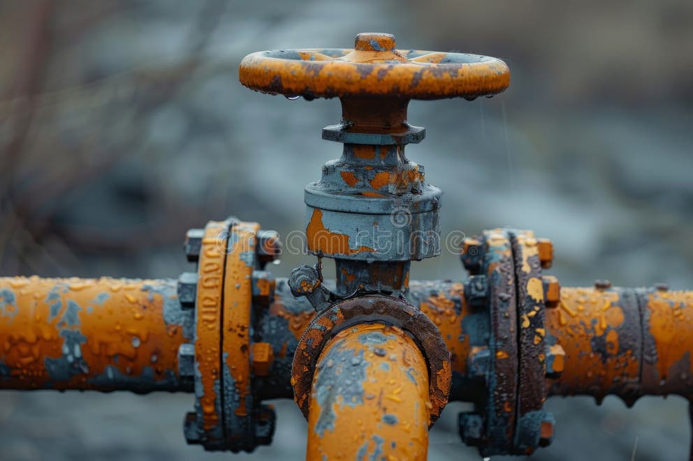 Old gas pipe with valve stock image. Image of pipeline - 347474219