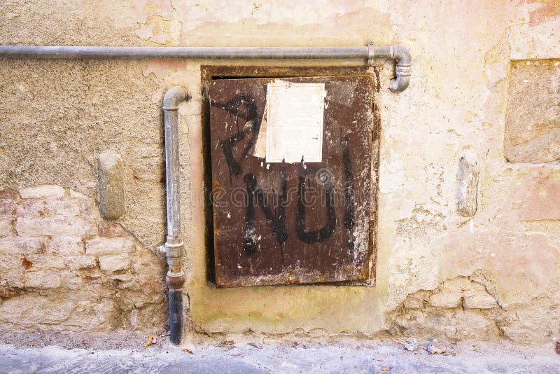 Old Water and Gas Pipes in Front of a Plaster Wall Stock Image - Image ...