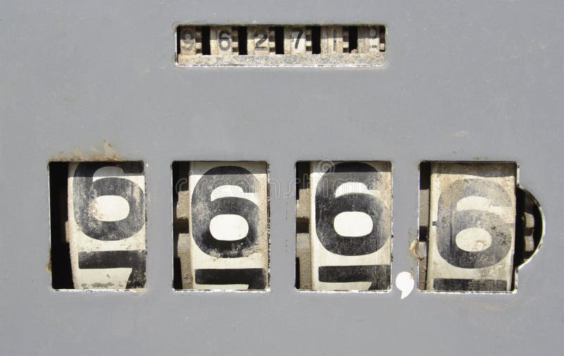 Old Gas Pump Meter Forming 666,6 Stock Photo - Image of seven, nine ...