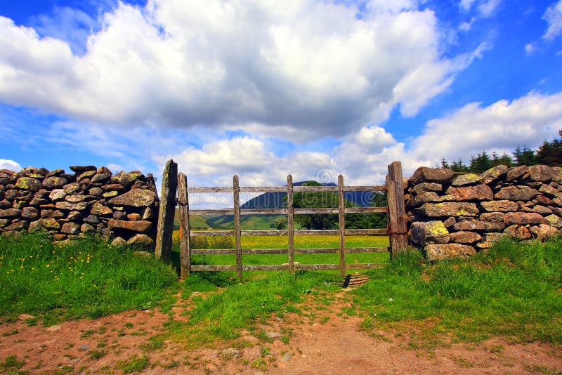 An Old Gate in the Fields, Lake District Stock Image - Image of country ...