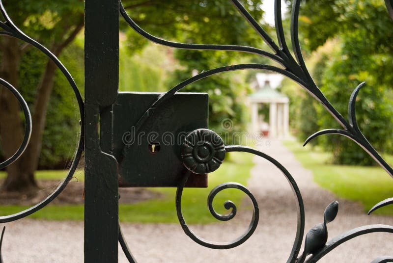 Old gate lock stock image. Image of ornament, park, locked - 10196169