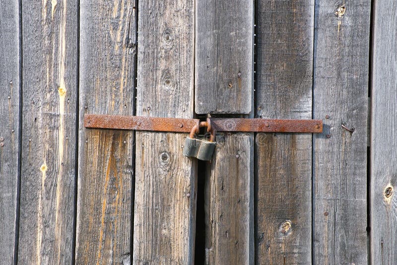 Old gate with lock stock image. Image of board, break - 73990645