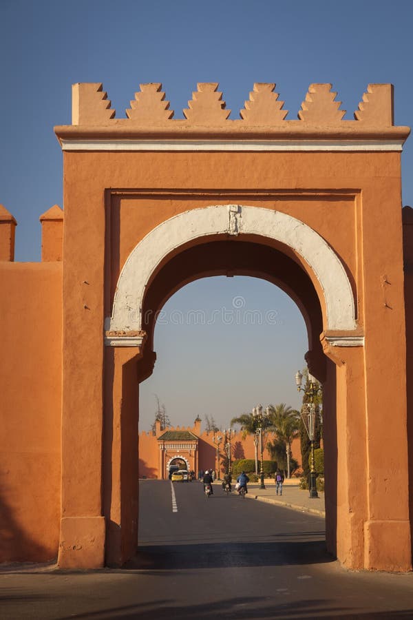 Old gate in Marrakesh stock image. Image of street, city - 147348039