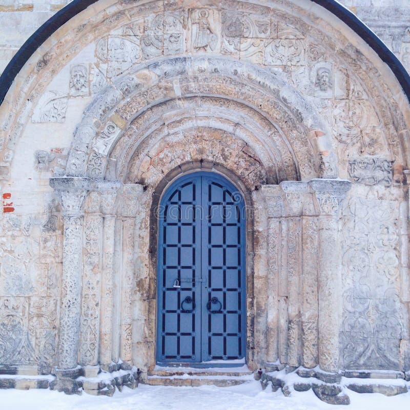 Old Gate of Monastery in Winter Stock Image - Image of wall, exterior ...