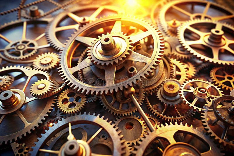 Old Gears and Cogs Clock Mechanism Stock Illustration - Illustration of ...