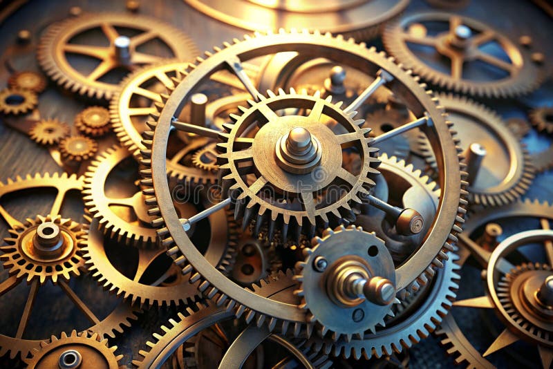 Old Gears and Cogs Clock Mechanism Stock Illustration - Illustration of ...