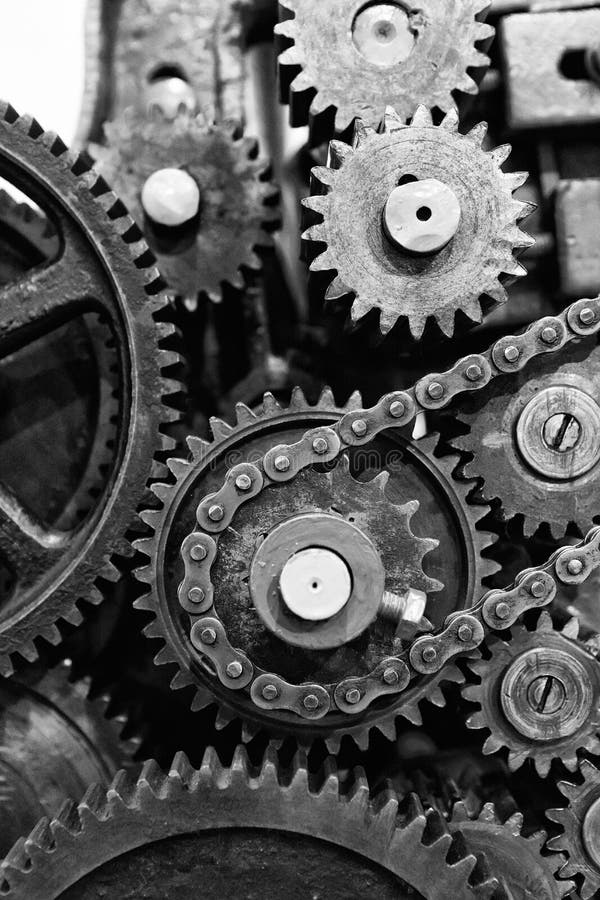 Old Gears and Cogs of Engine Mechanism Stock Photo - Image of metallic ...