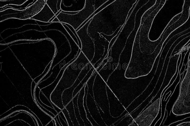 Old Geological Map Black with White Lines As Background, Contour the ...