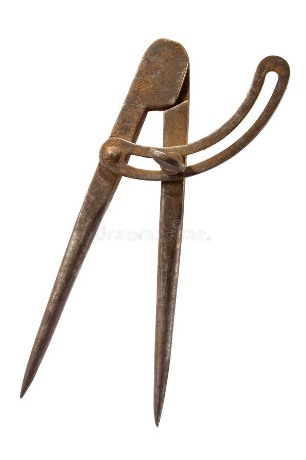 Old Geometry Compass Isolated with Clipping Path Stock Image - Image of ...