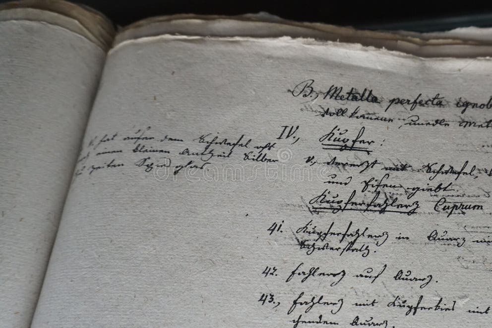 Old German Book with Handwriting in the Museum Stock Photo - Image of ...
